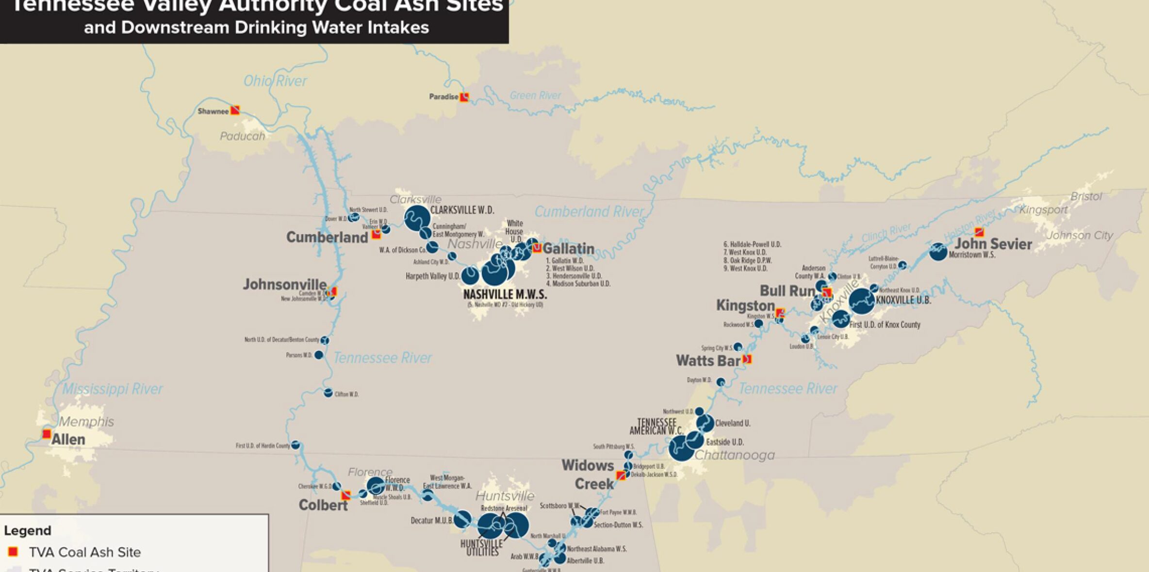TVA Service Area and Coal Plants and DW Intakes - Southern ...